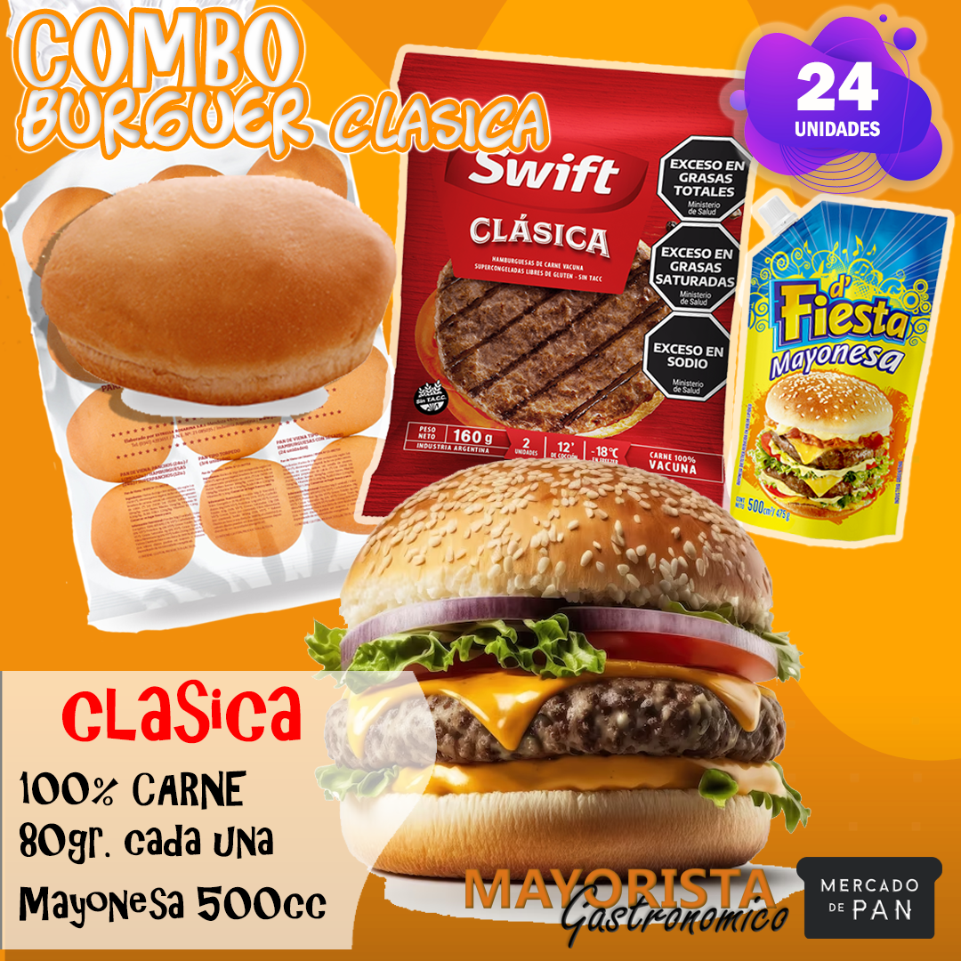 COMBO 24 HAMBURGUESAS **SWIFT** + PAN + ADEREZO – Mercado de Pan ...